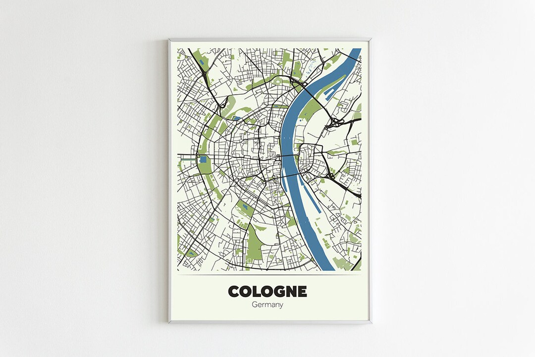 PRINTABLE Map of Cologne, City Map, Cologne Print, Cologne Poster ...
