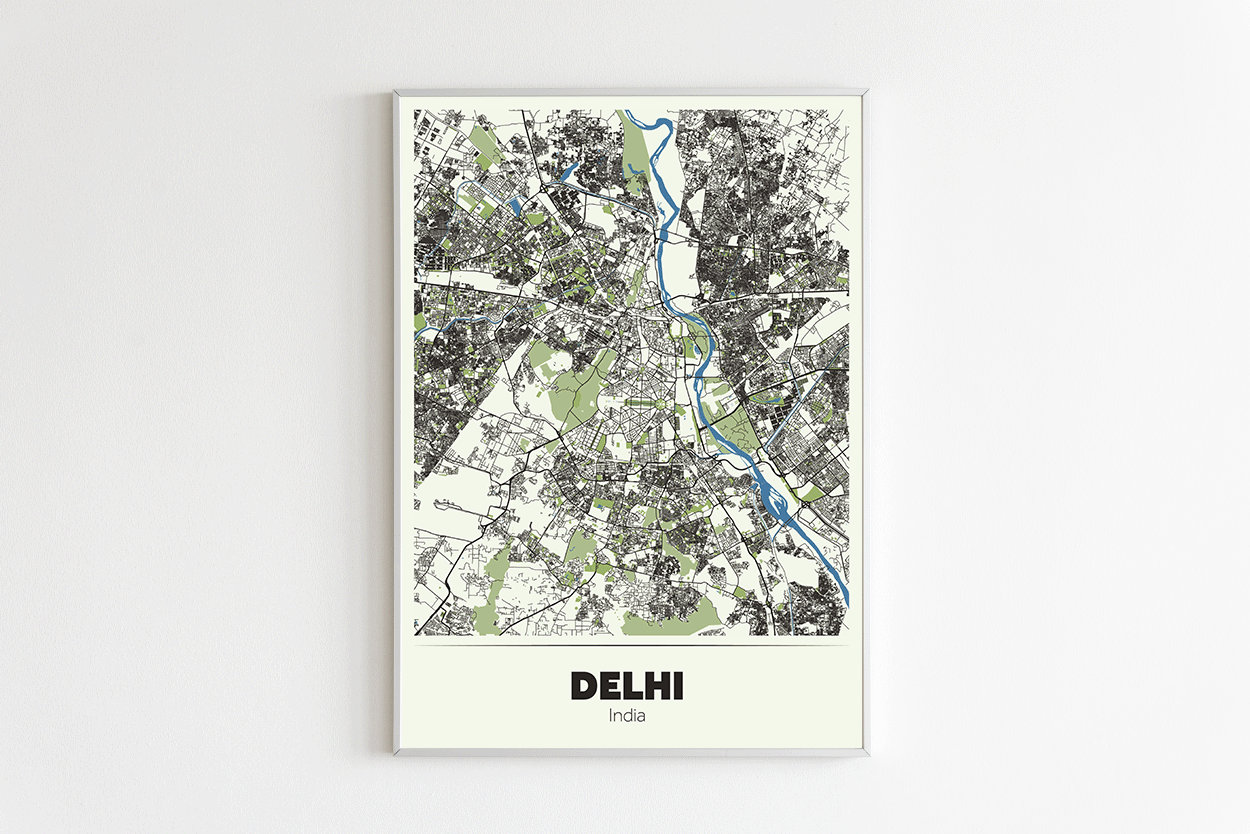 PRINTABLE Map of Delhi, City Map, Delhi Print, Delhi Poster, Modern ...