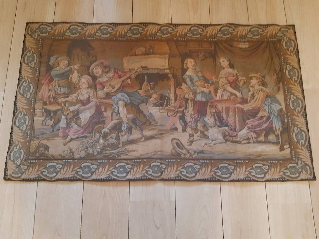 Vintage Tudor Period Machine Woven Tapestry, Wall Hanging, Tudor Style ...