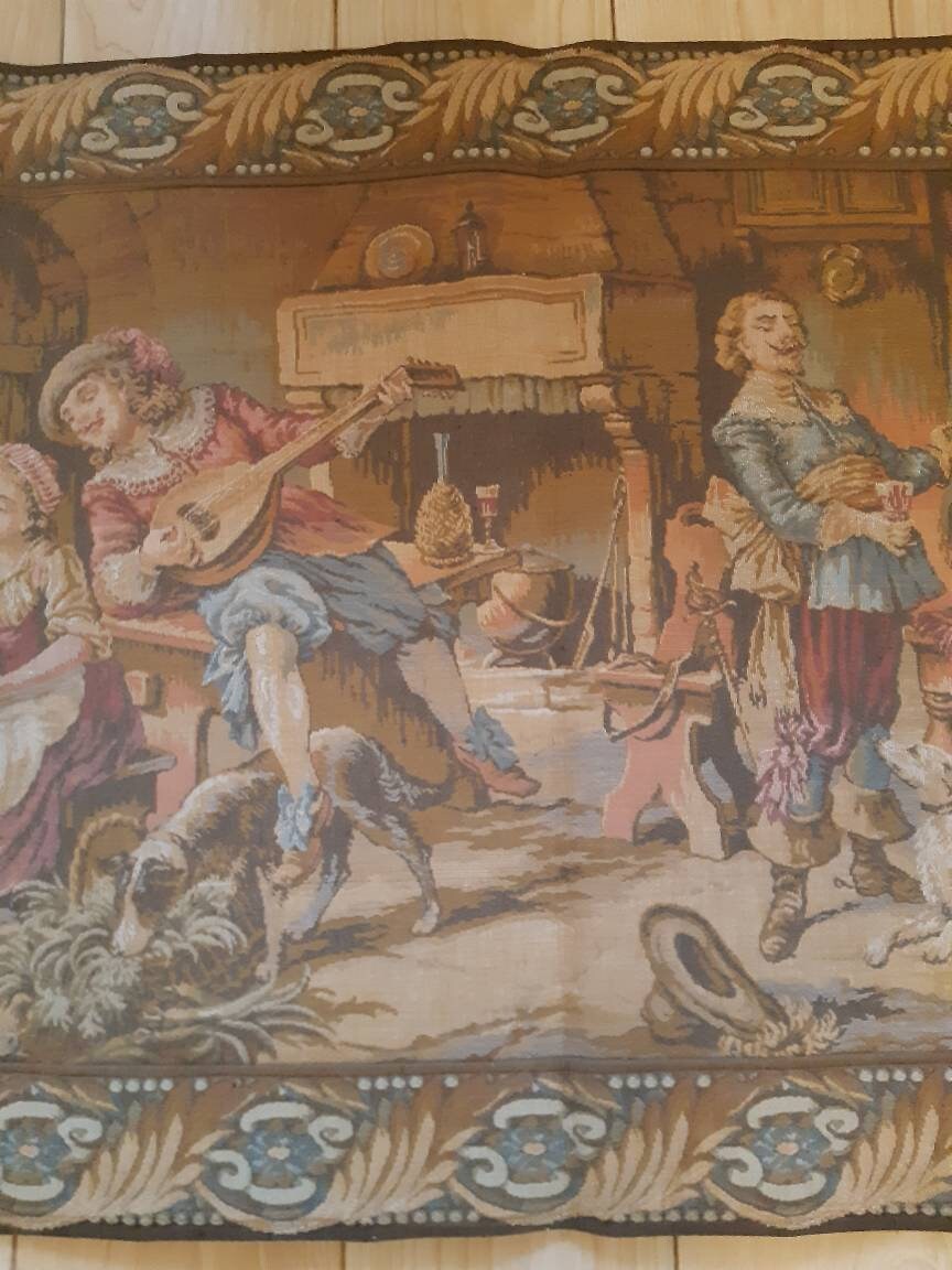 Vintage Tudor Period Machine Woven Tapestry, Wall Hanging, Tudor Style ...