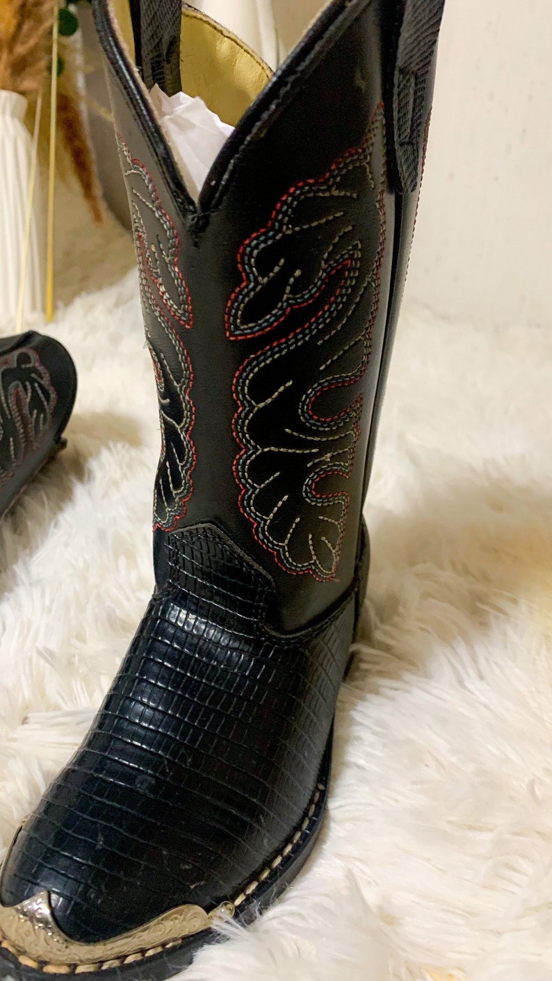 Texas Kid's Black Croc Cowboy Boots Western Country - Etsy