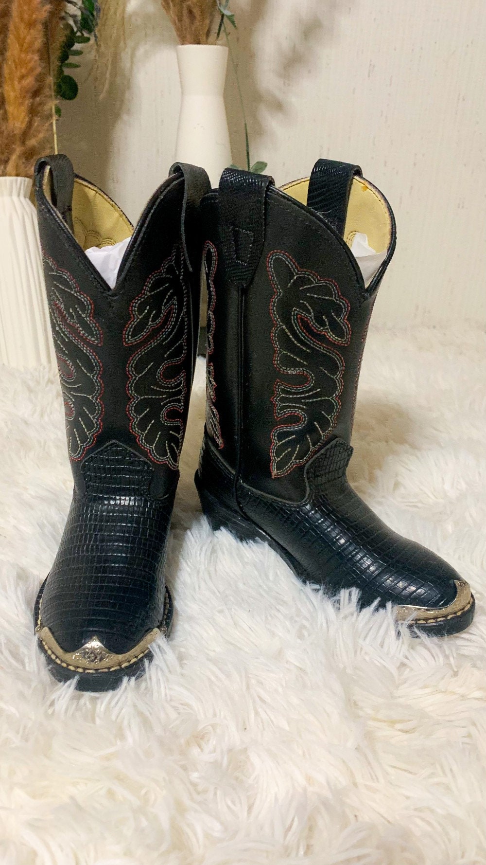 Texas Kid's Black Croc Cowboy Boots Western Country - Etsy