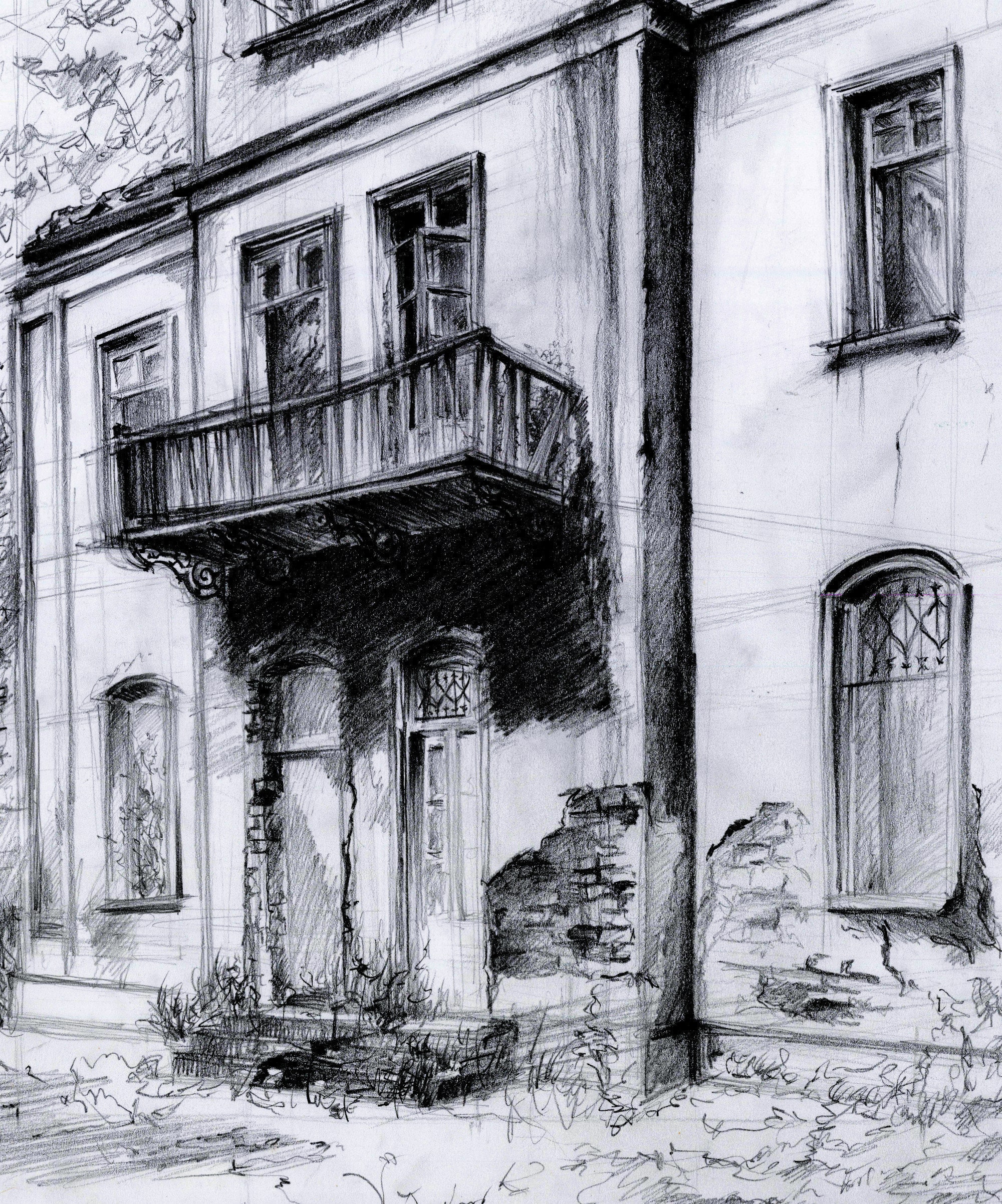 Pencil Drawing Print, Old House Illustration, Architecture Drawing, Art ...