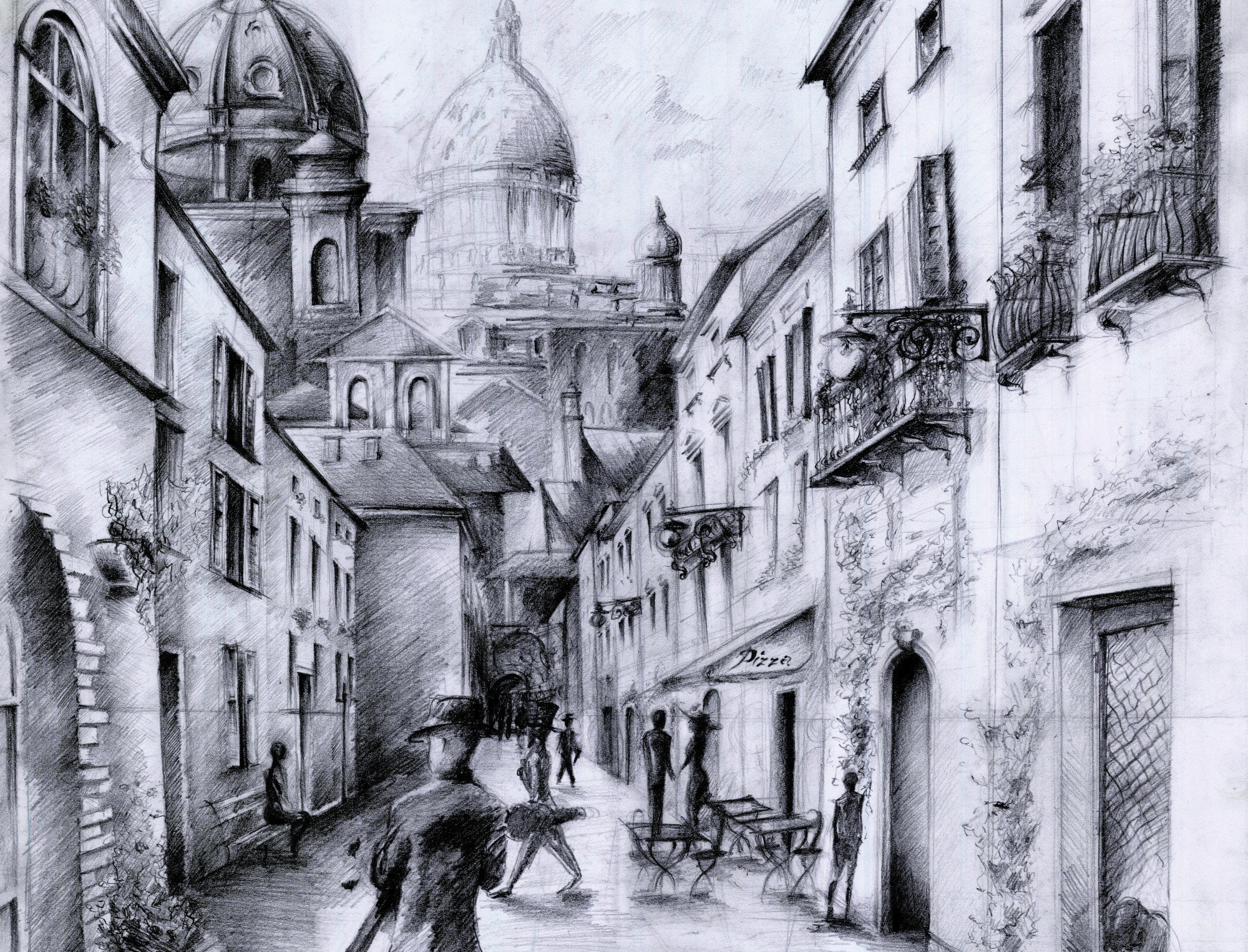 Black pencil sketch store