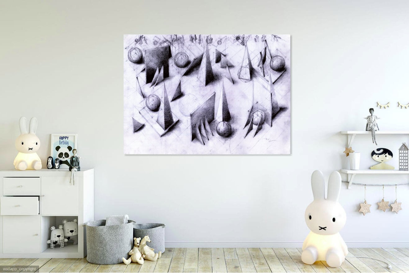 Pencil Drawing Print Abstract Shapes Geometric Modern Art - Etsy