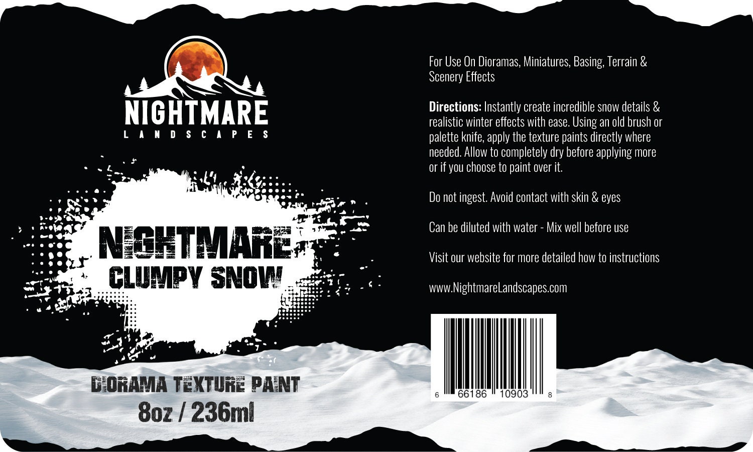 Nightmare Clumpy Snow Effects Diorama Texture Paint 8oz for Tabletop ...
