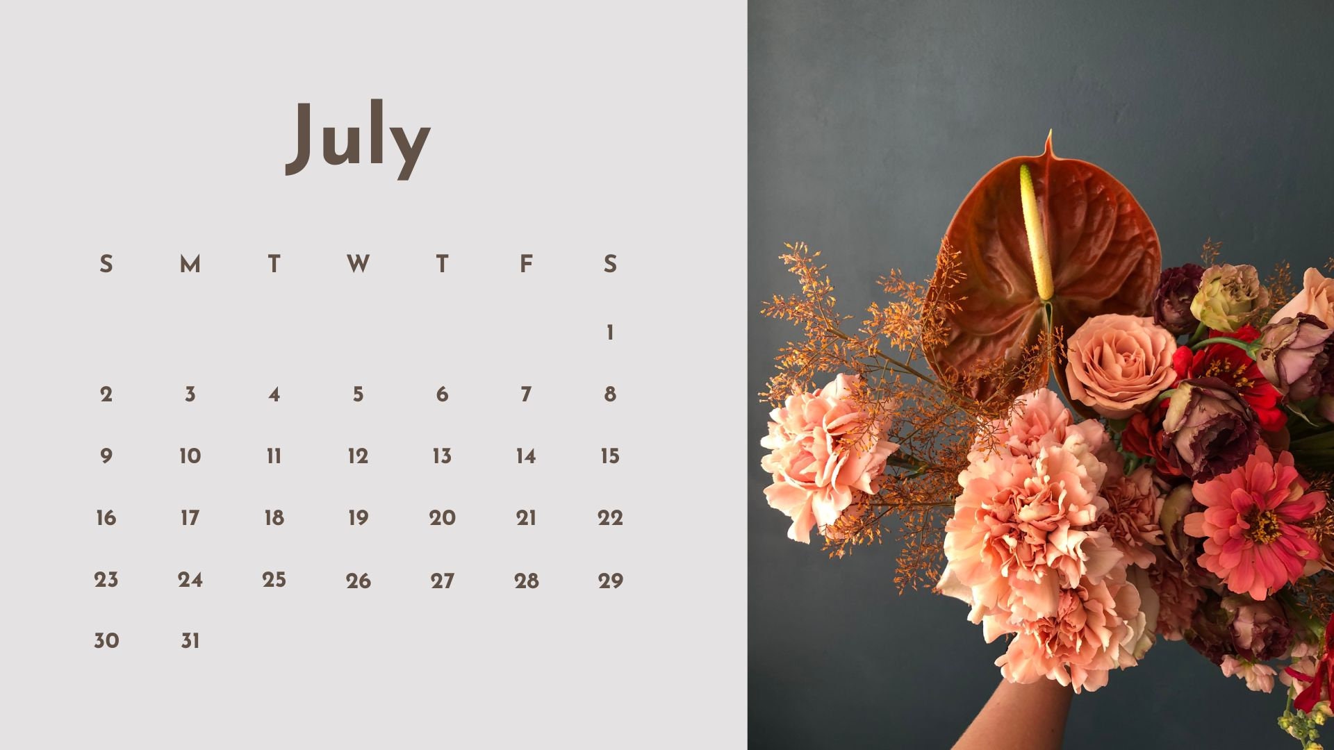 2023 Calendar Printable, Flower Theme Calendar, Instant PDF Download A4 ...