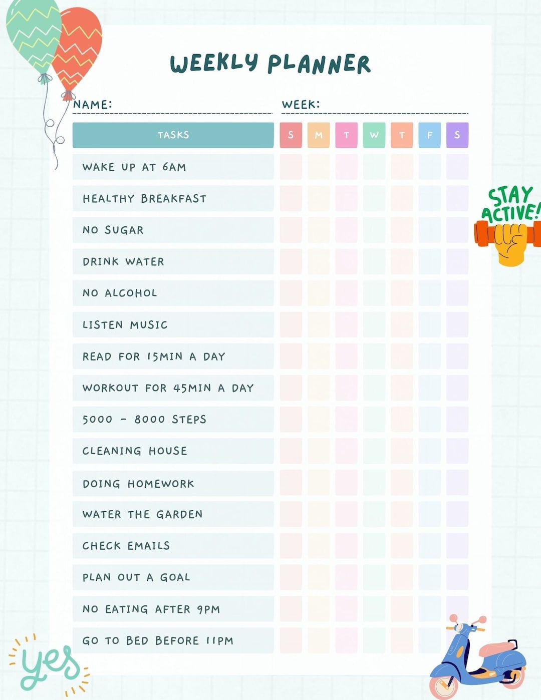 Weekly Planner & Tracking Sheet, Printable Planner, Planner Inserts ...