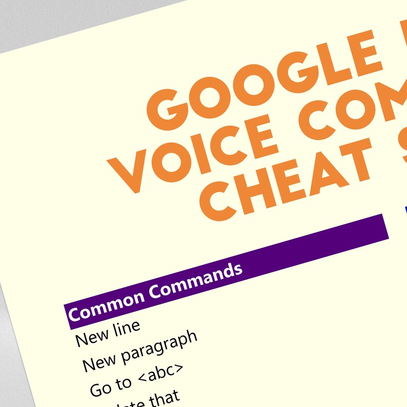 Essential Google Docs Voice Typing Commands Cheat Sheet - Segoe UI Font ...