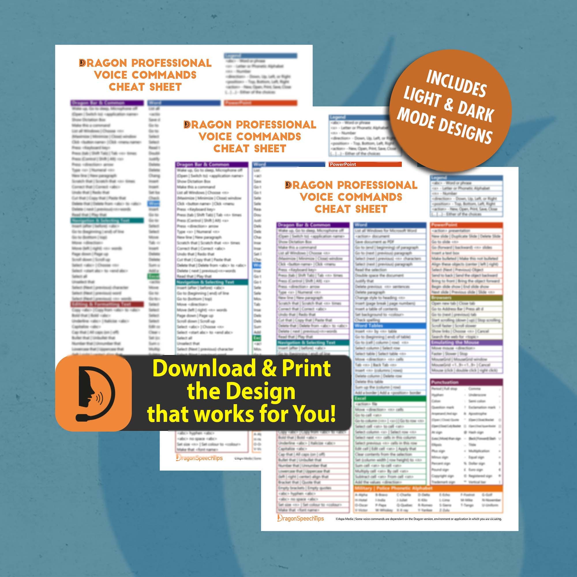 Printable Dragon Professional Individual Cheat Sheet, Quick Reference ...
