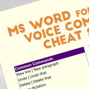The Essential Word for the Web Voice Commands Cheat Sheet - Segoe UI ...