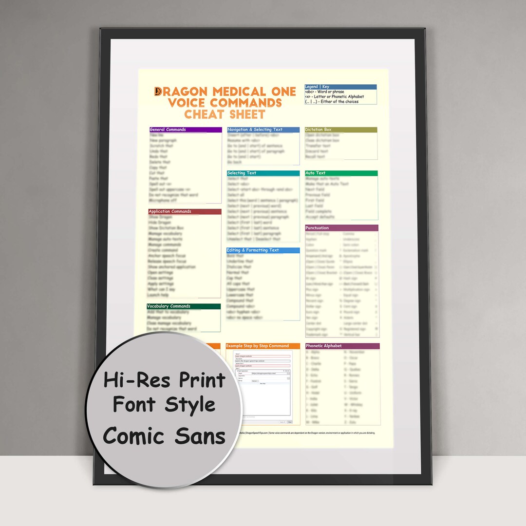 Dragon Medical One Voice Commands Cheat Sheet - Dyslexia Friendly Font ...