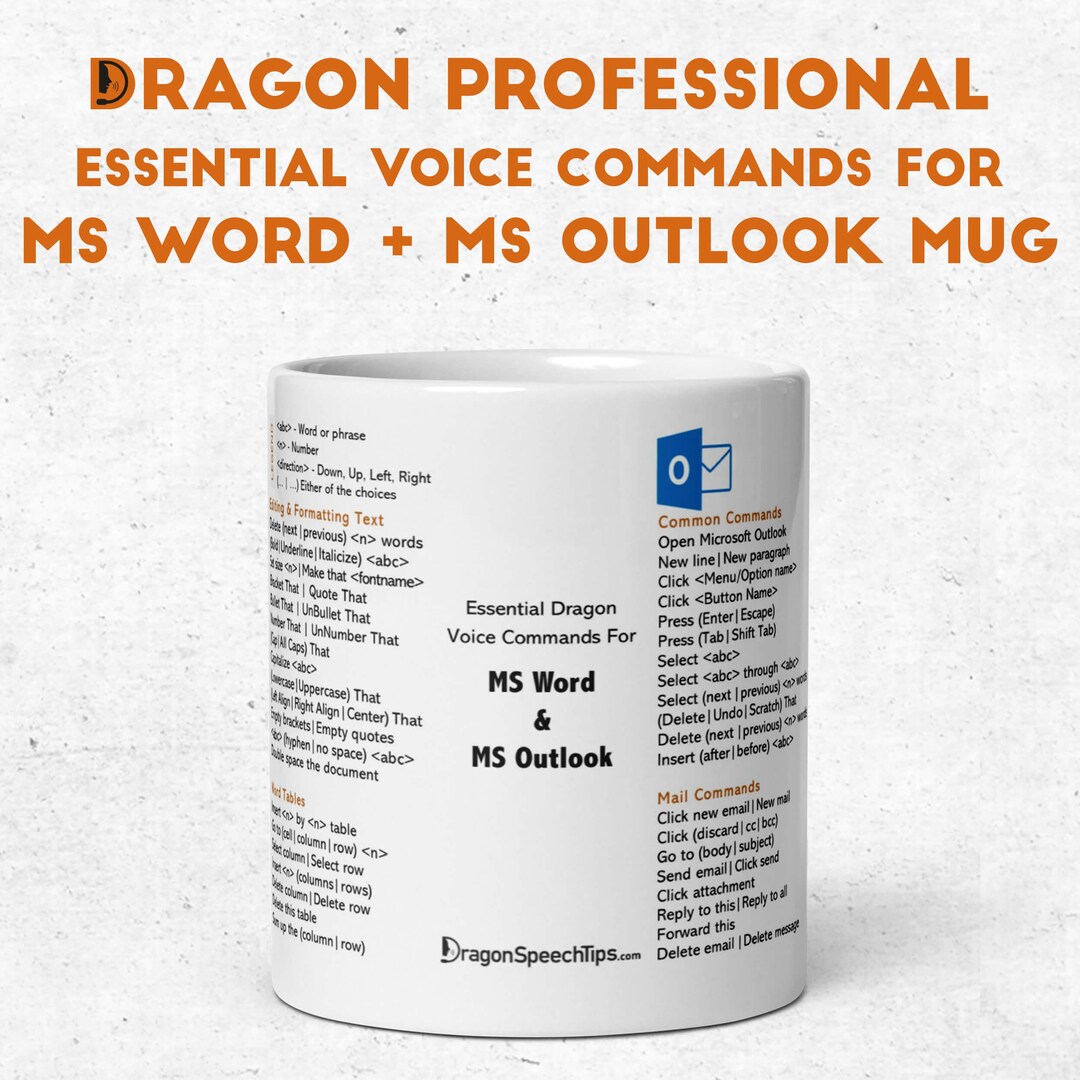 Essential MS Word and MS Outlook Dragon Professional Voice Commands Mug ...
