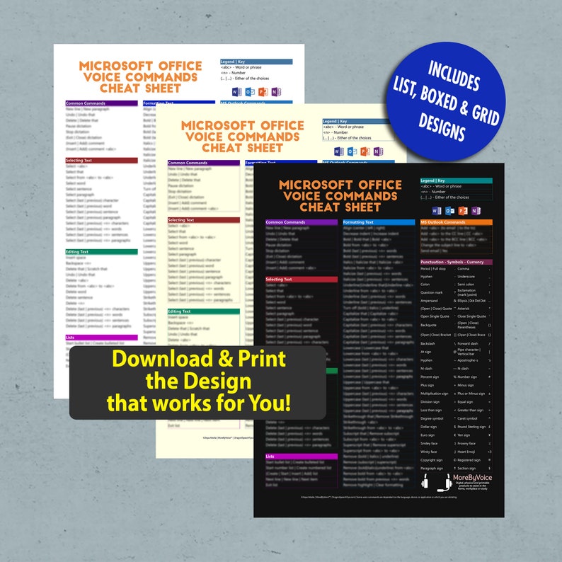The Essential Office 365 Voice Commands Cheat Sheet - Segoe UI Font ...
