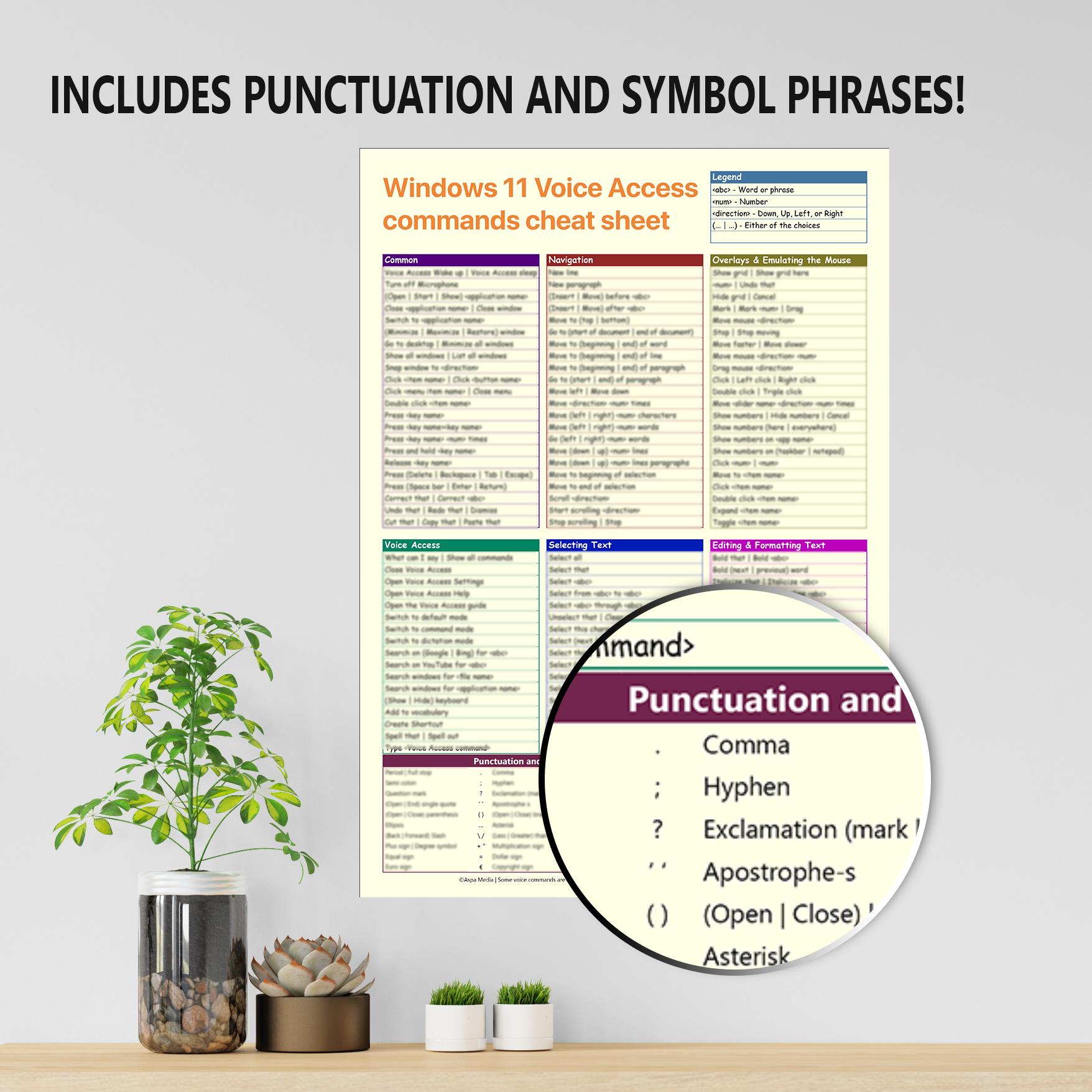 Windows 11 Voice Access Commands Cheat Sheet – Comic Sans Font – PDF ...