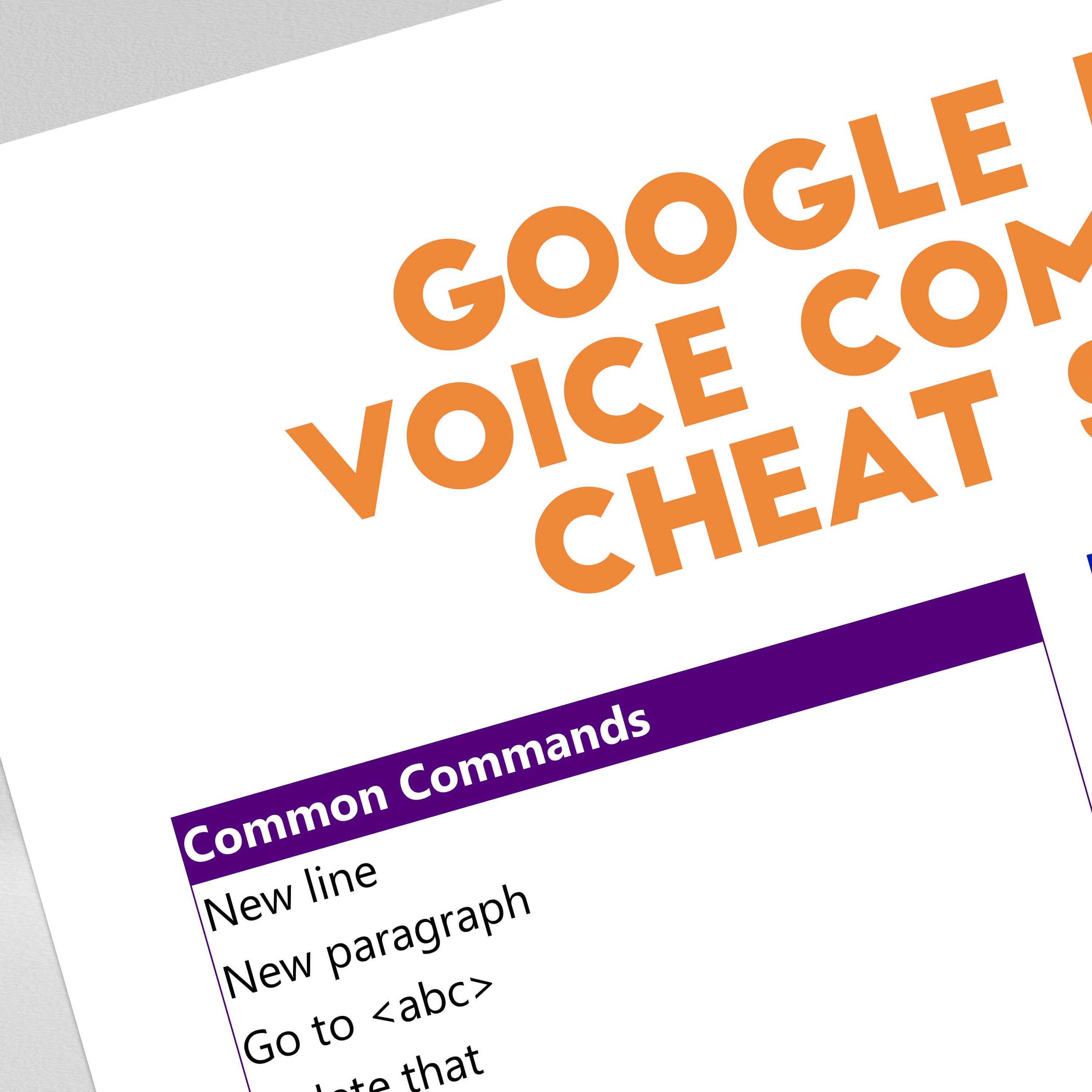 Essential Google Docs Voice Typing Commands Cheat Sheet - Segoe UI Font ...