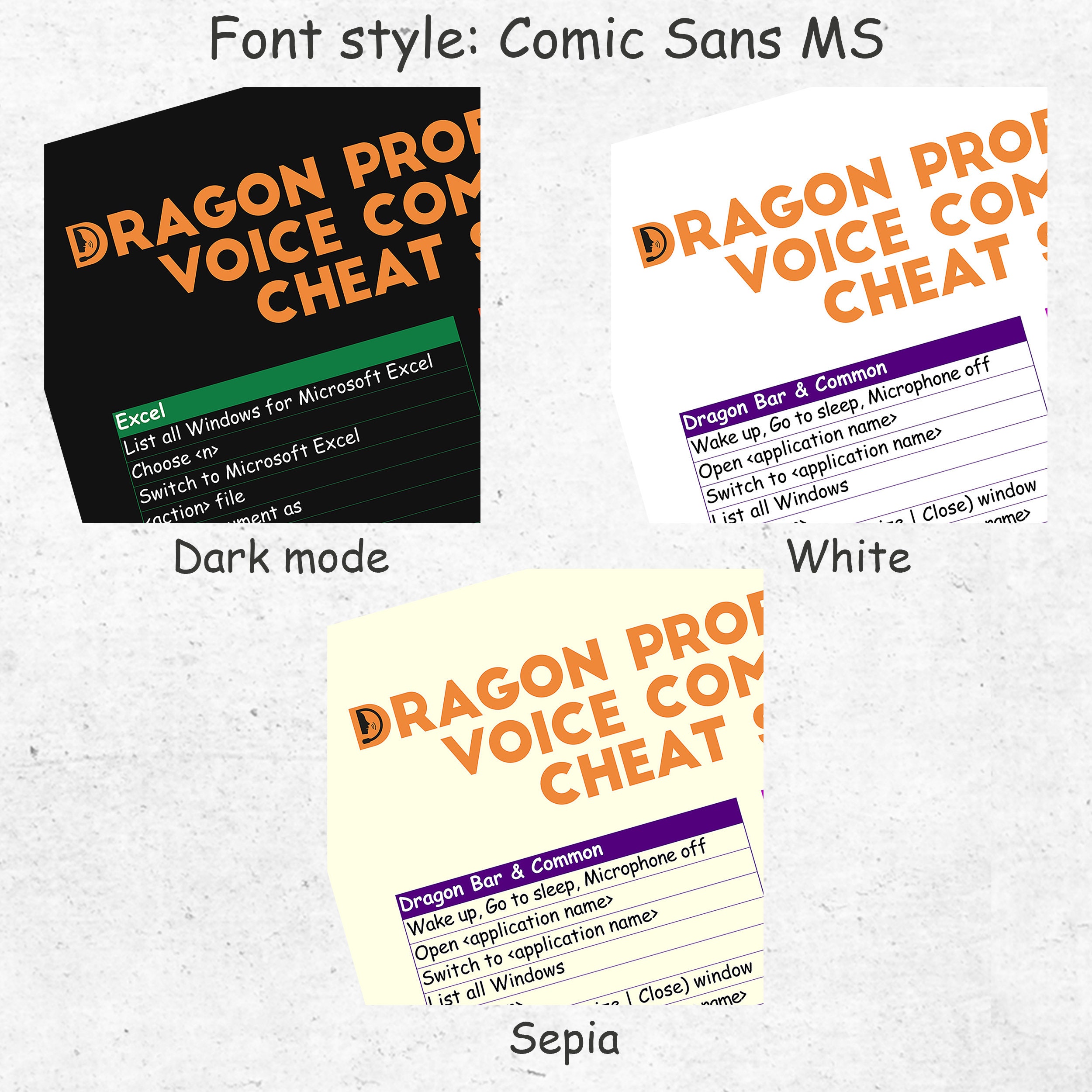 Dragon Professional Commands Cheat Sheet Two-sided Laminated Poster ...