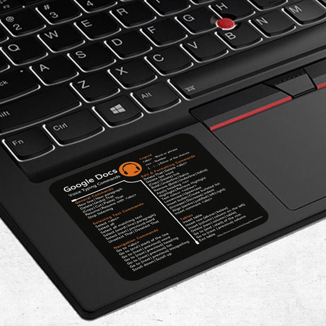 Essential Google Docs Voice Typing Commands Cheat Sheet Sticker - Boost Your Productivity ...