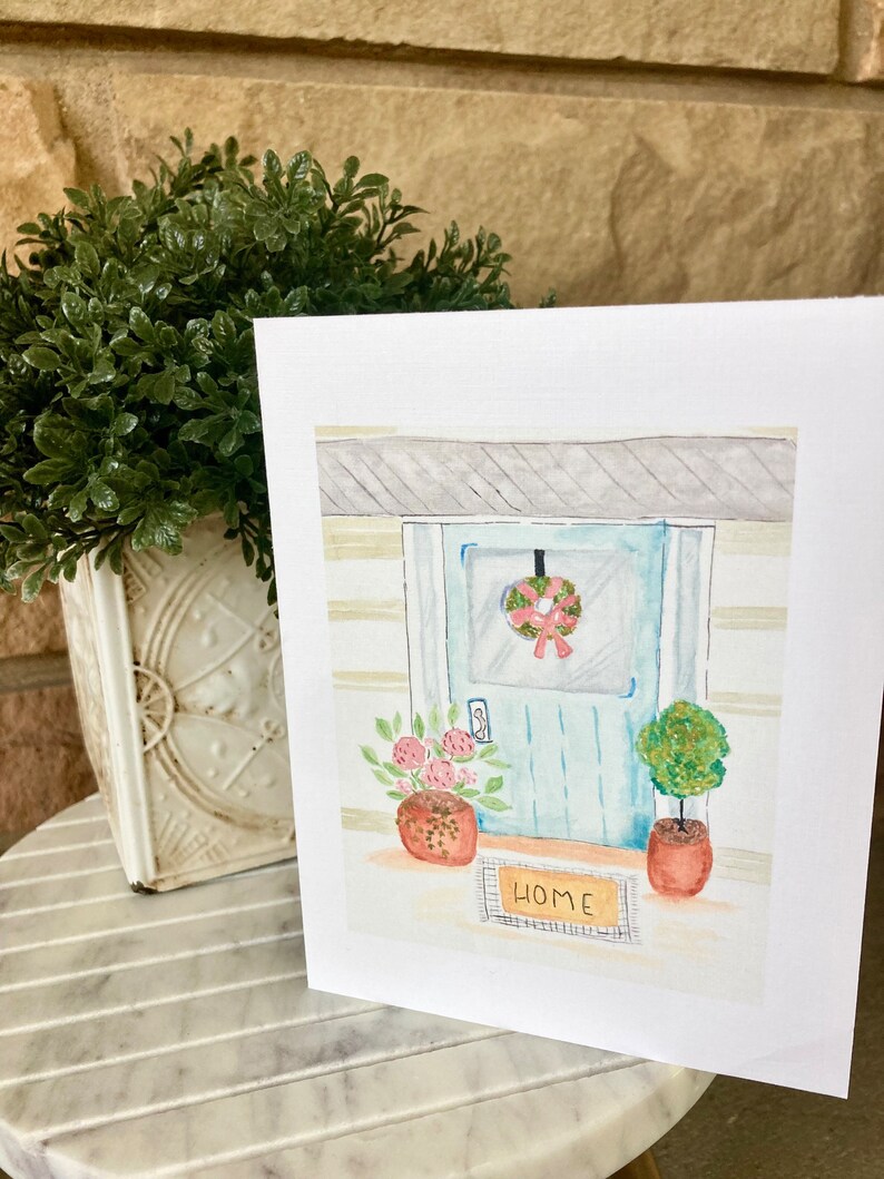 Hand Painted Whimsical Doorway Watercolor Whimsyhousewarming Card Set ...