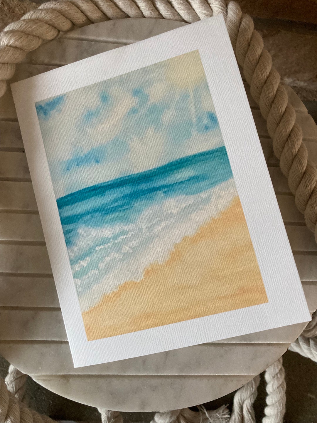 Hand Painted Ocean Beach Card Set Watercolor Beach Landscape Spring and ...
