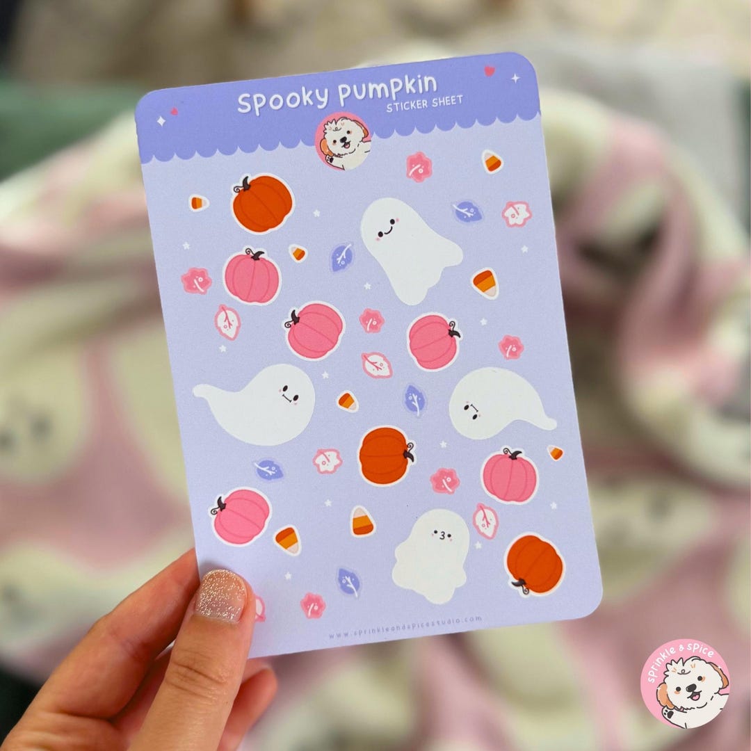 Kawaii Halloween Sticker Sheet: Ghosts, Pumpkins, Candy Corn & Autumn ...