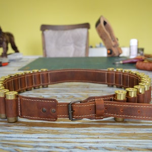 Leather Bandolier Belt, Leather Cartridge Belt, Bandoleer %100 Handmade ...
