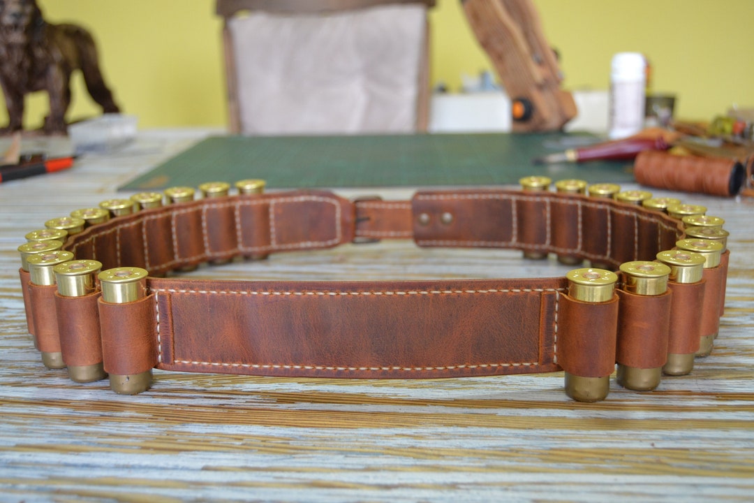 Leather Bandolier Belt, Leather Cartridge Belt, Bandoleer %100 Handmade ...