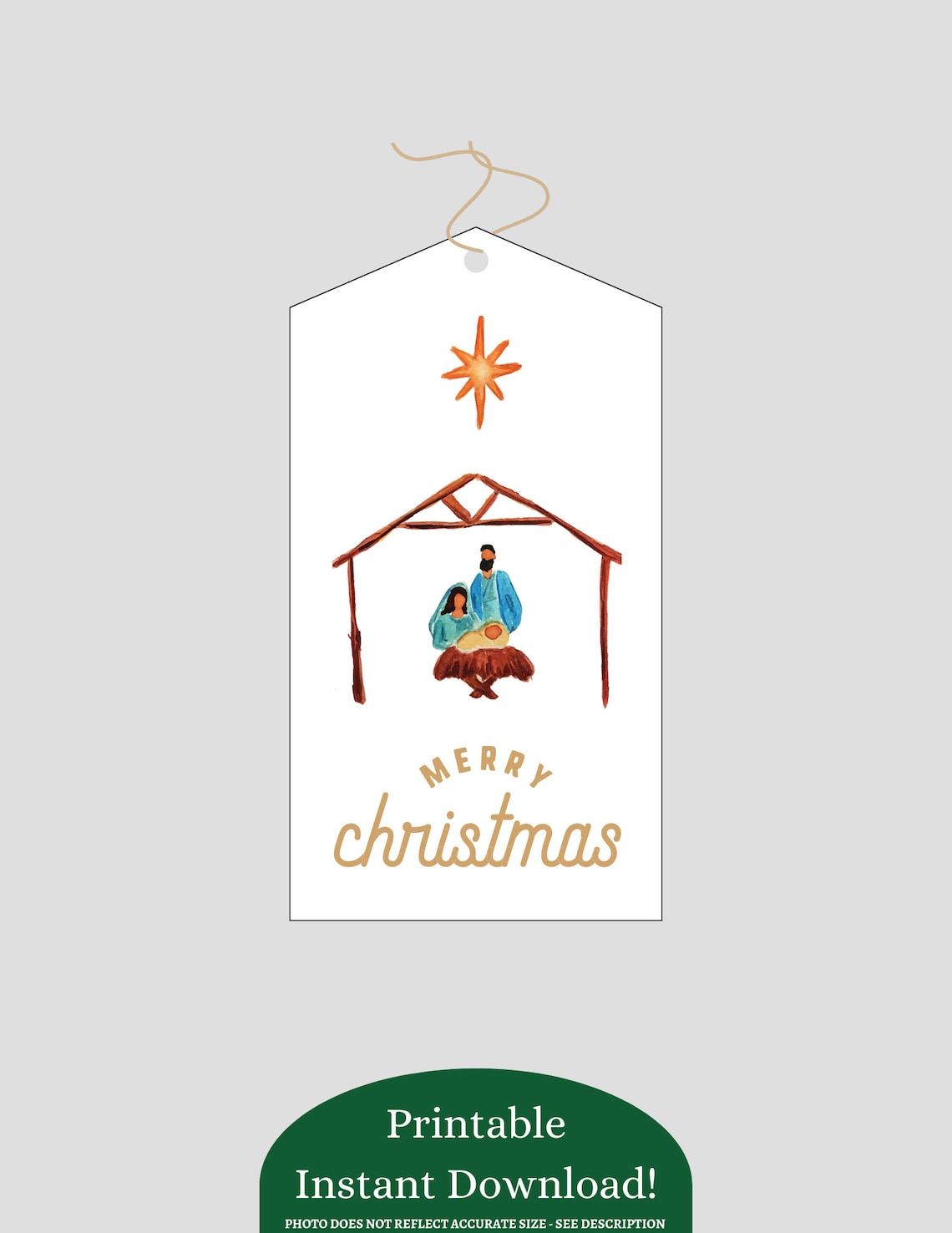 Christmas Gift Tags, Digital Download, Manger Scene, Religious Gift Tag ...