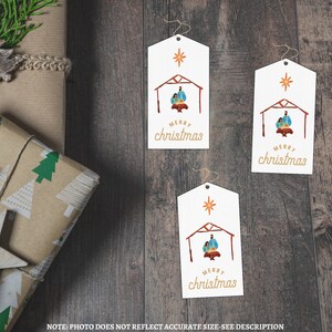 Christmas Gift Tags, Digital Download, Manger Scene, Religious Gift Tag ...