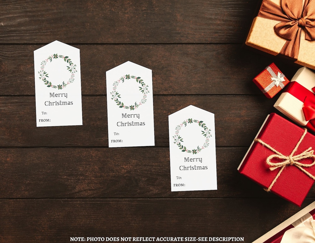 Wreath Gift Tag, Printable Gift Tag, Digital Download, Christmas Gift ...