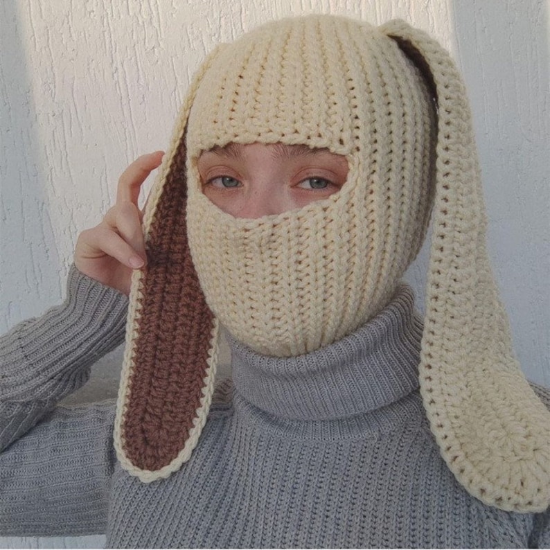 Rabbit Ear Hat Early Spring Warm Balaclava Hat Neck Guard Mask - Etsy