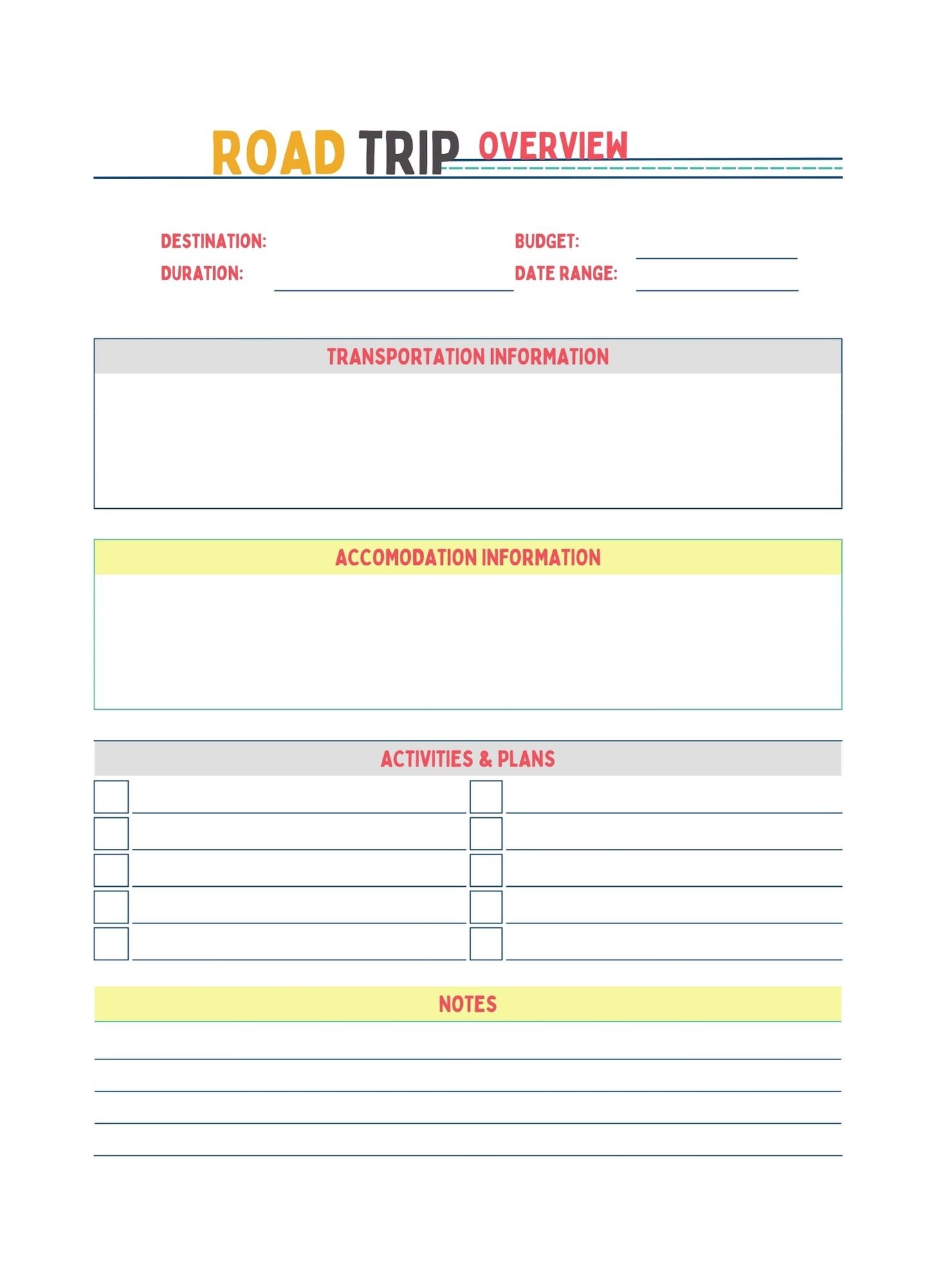 Road Trip Bundle, Road Trip Planner, Vacation Planner, Packing List ...