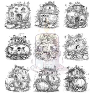 25 Cozy Pumpkin Cottage Fairy Houses Coloring Book Fantasy - Etsy