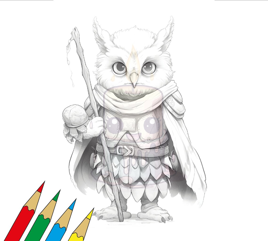 25 Medieval Druid Owl Coloring Book Owl Coloring Page - Etsy