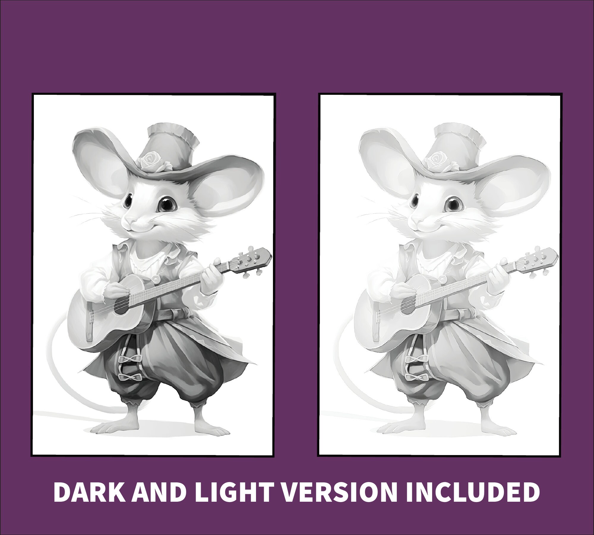 Single Coloring Page Mouse Medieval Bard Coloring Book Mouse - Etsy