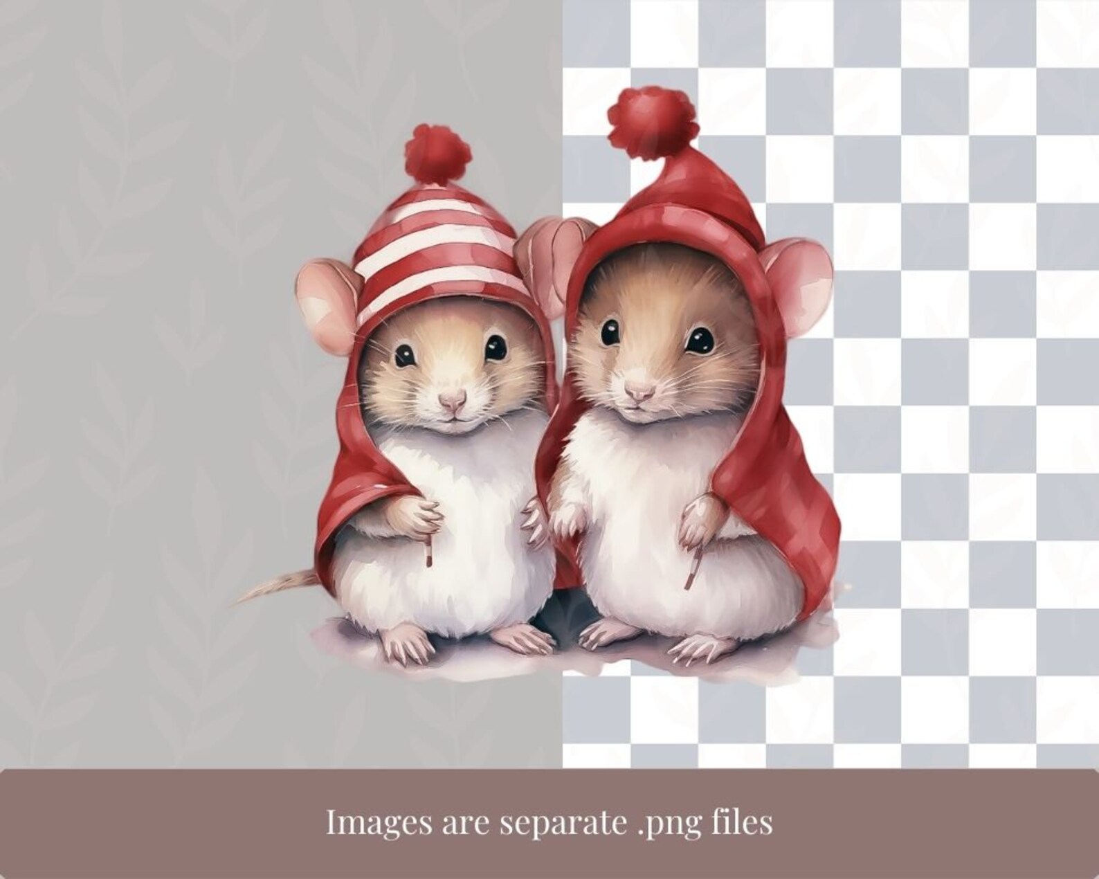 20 Christmas Mouse Clipart, Watercolor Mice Clipart, Cute Animals ...