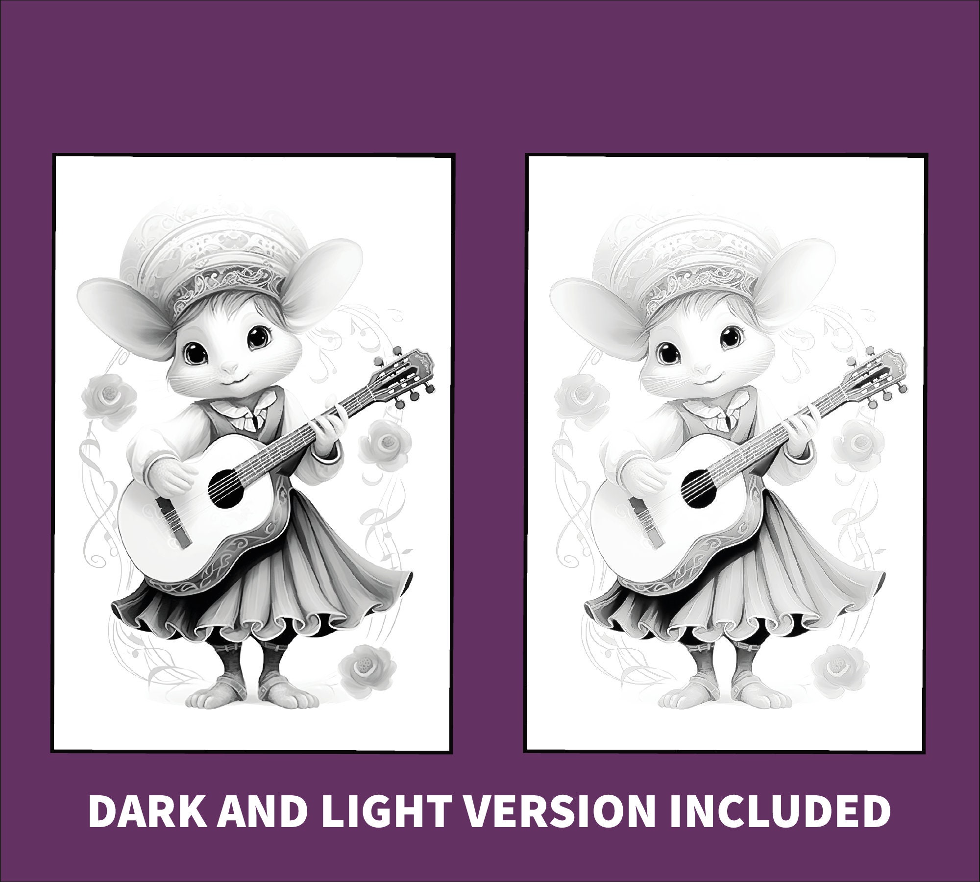 Single Coloring Page Mouse Medieval Bard Coloring Book Mouse - Etsy