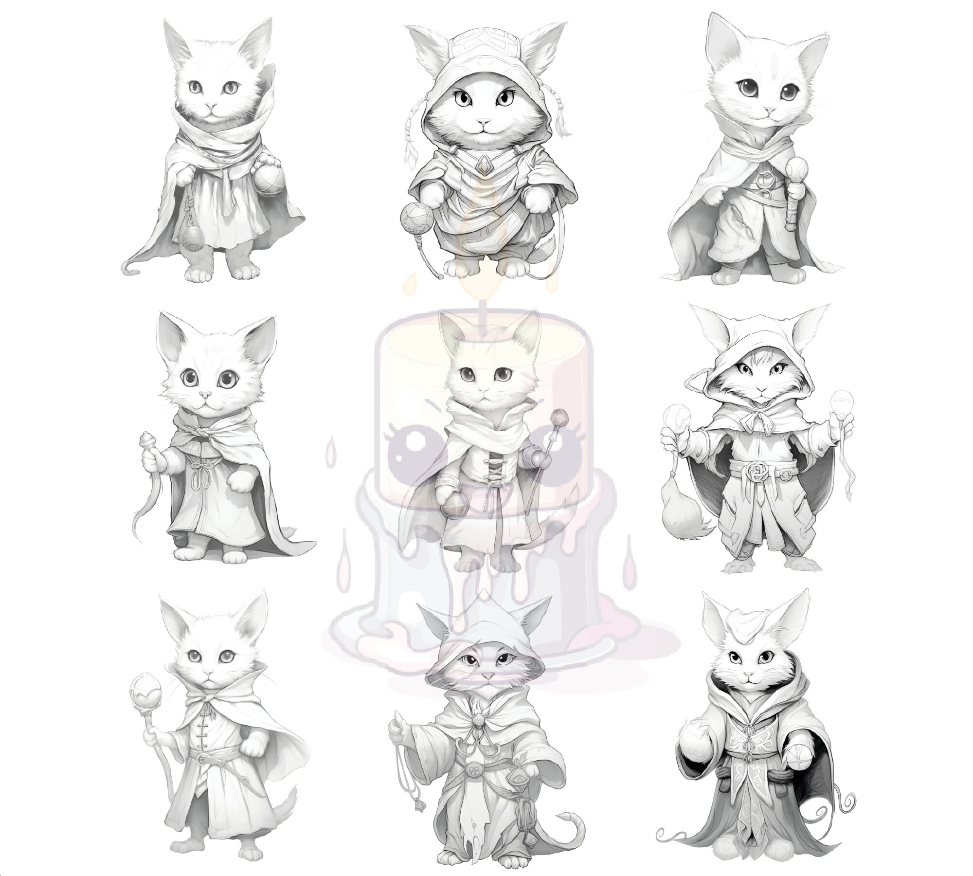 25 Wizard Medieval Cat Cat Coloring Book Kitten Coloring - Etsy