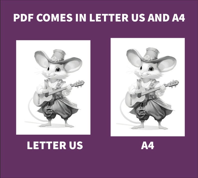 Single Coloring Page Mouse Medieval Bard, Coloring Book Mouse, Coloring ...