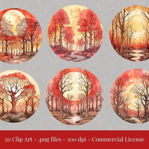20 Watercolor Abandoned Forest Clip Art, Spooky Clip Art, Watercolor ...