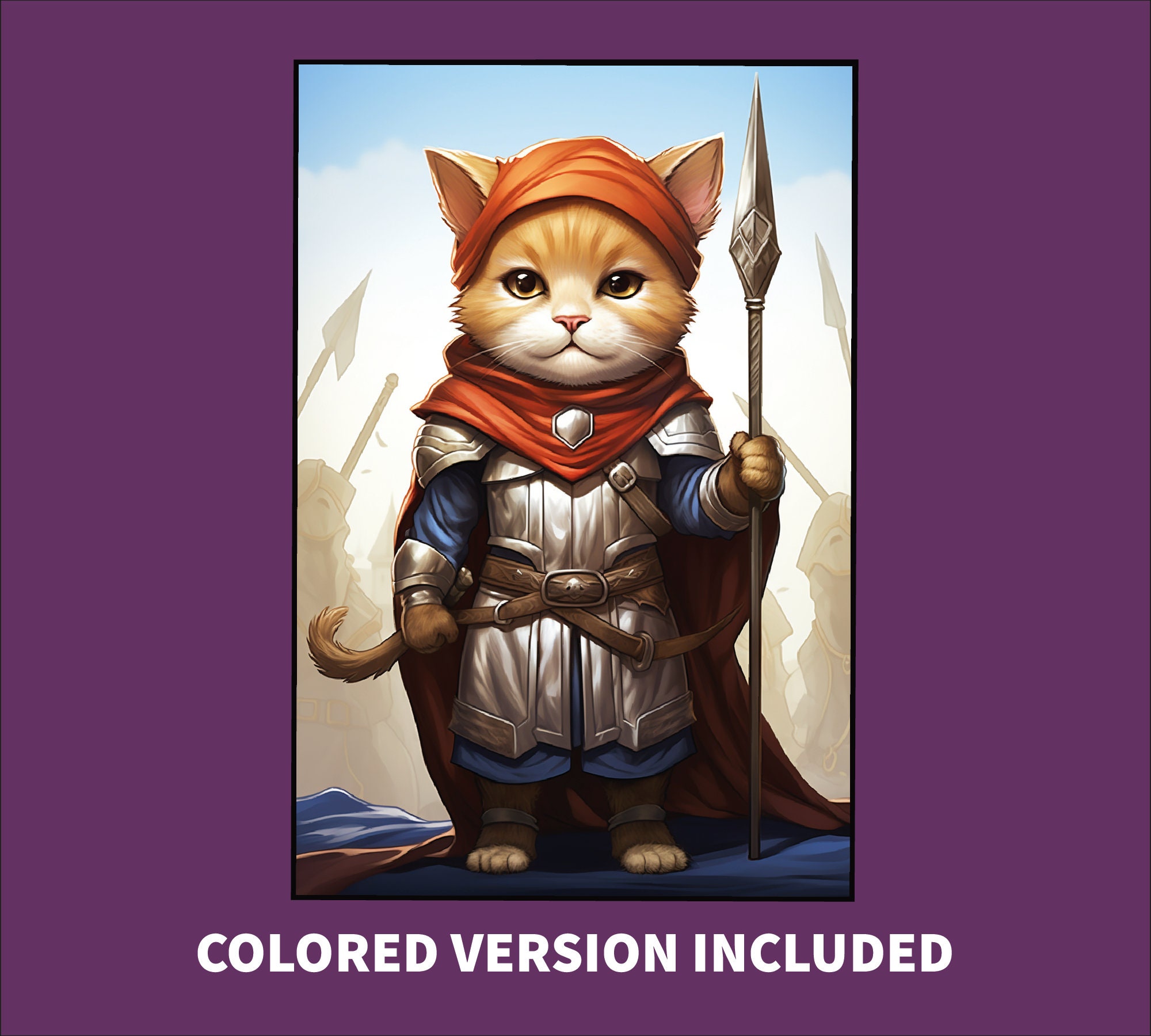 Single Coloring Page Wizard Medieval Cat Cat Coloring Book - Etsy
