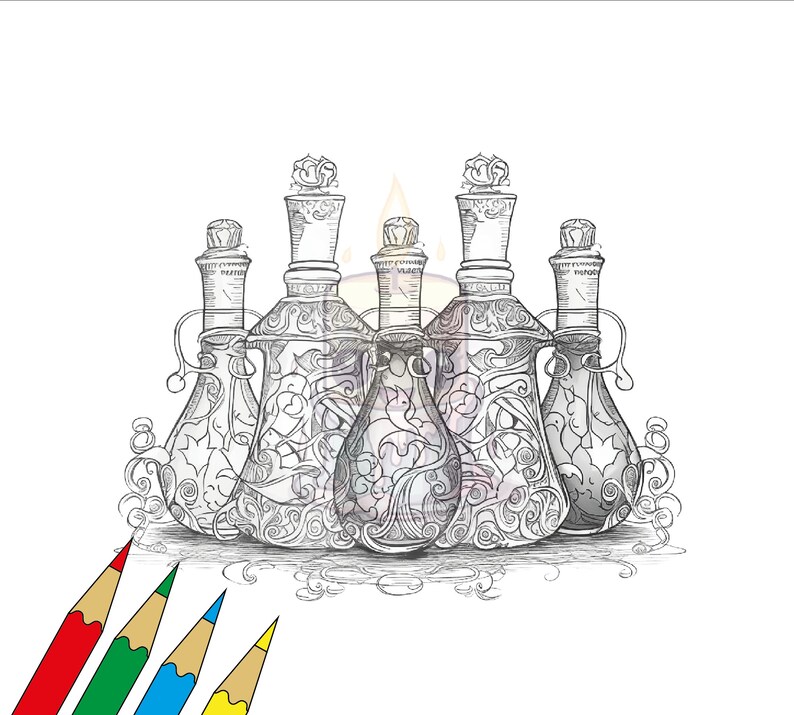 25 Alchemist Magical Potions Coloring Page for Adults - Etsy