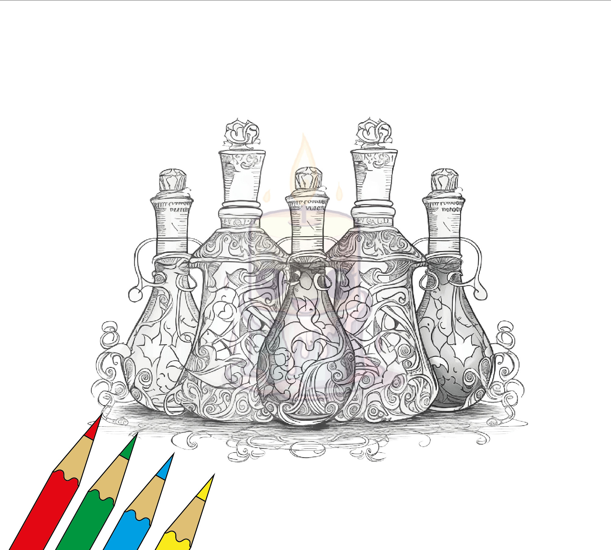 25 Alchemist Magical Potions, Coloring Page for Adults, Instant ...