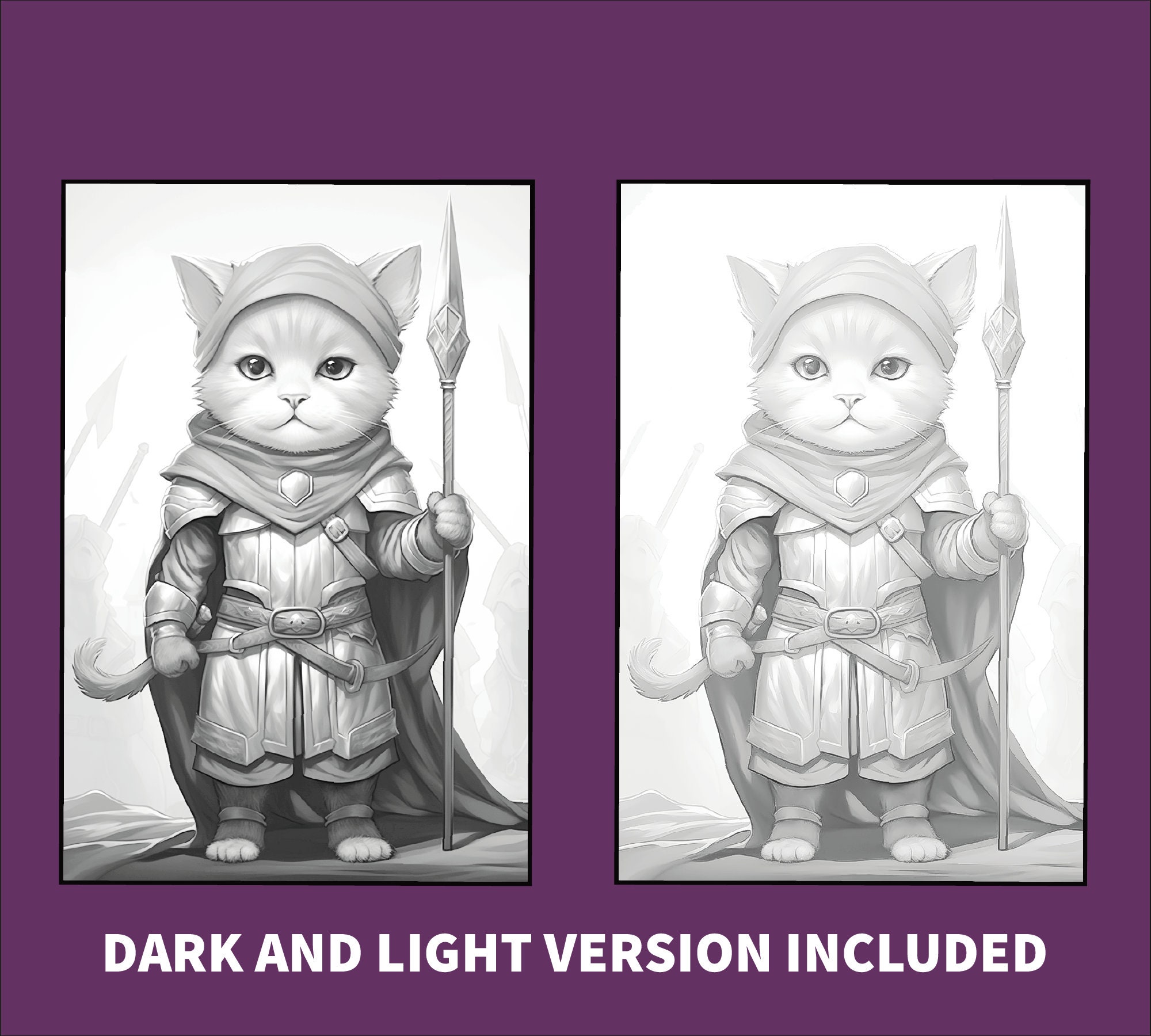 Single Coloring Page Wizard Medieval Cat Cat Coloring Book - Etsy