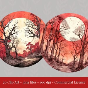 20 Watercolor Abandoned Forest Clip Art, Spooky Clip Art, Watercolor ...