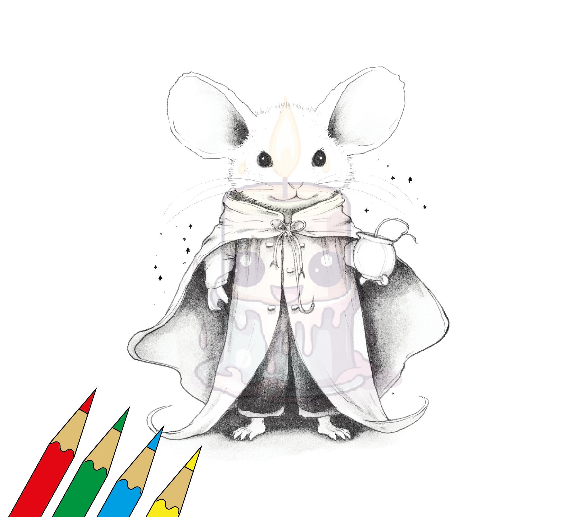 25 Wizard Medieval Mouse Coloring Book, Coloring Page Animal, Cute ...