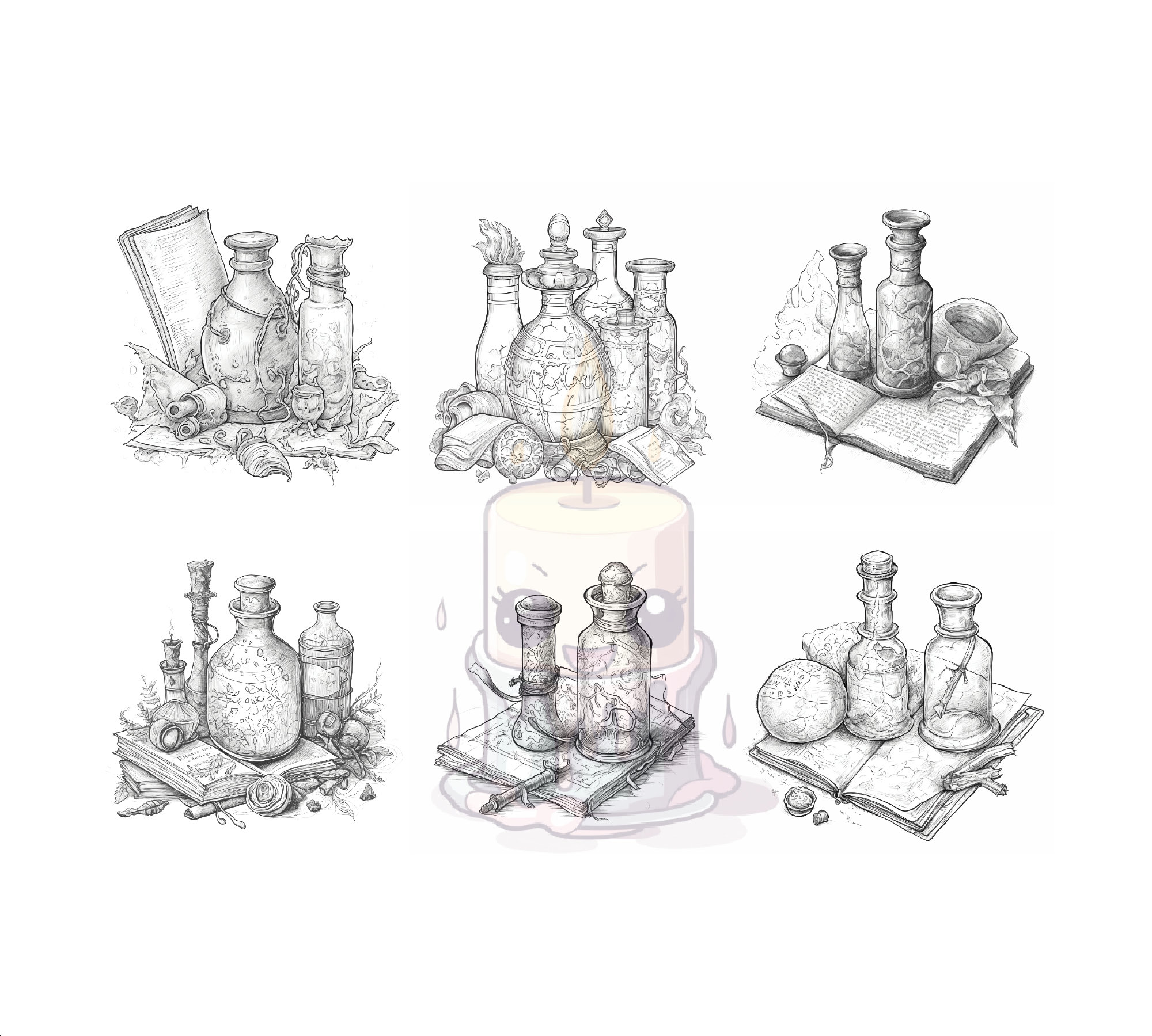 25 Alchemist Magical Potions, Coloring Page for Adults, Instant ...