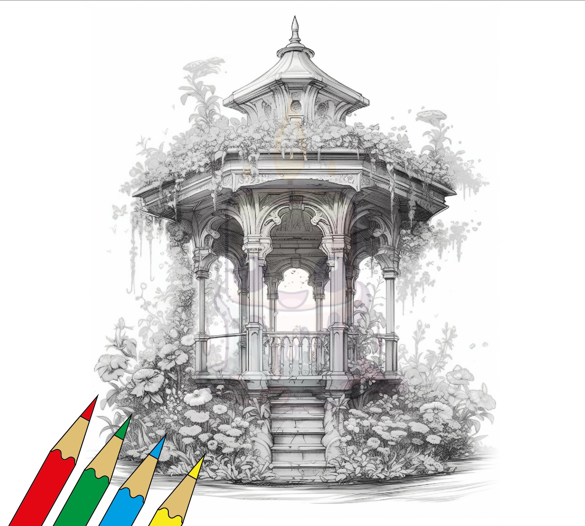 25 Fairy Pavilion for Coloring Pages, Fantasy Decor, Fairy Coloring ...