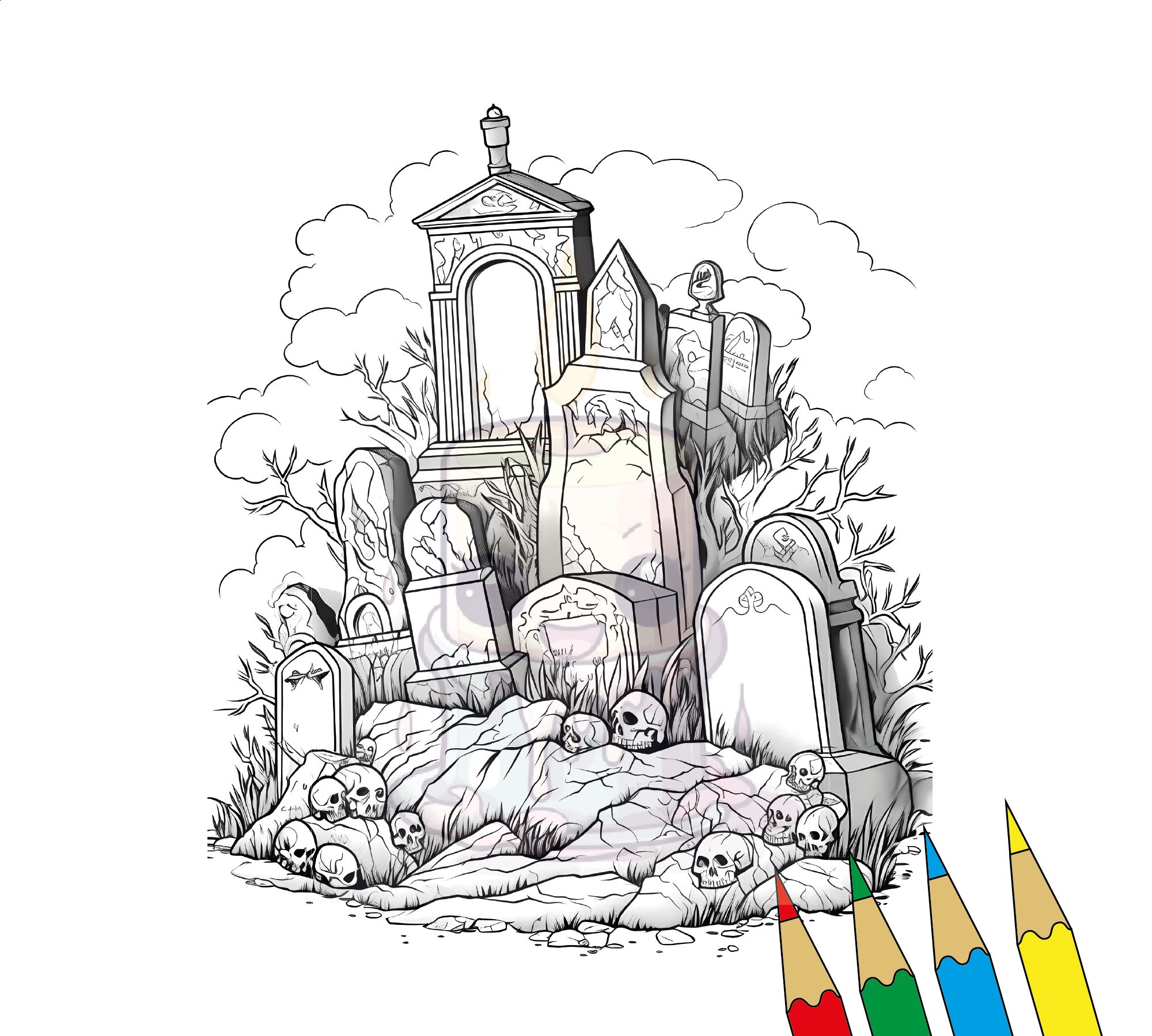 Blank Tombstone Coloring Page