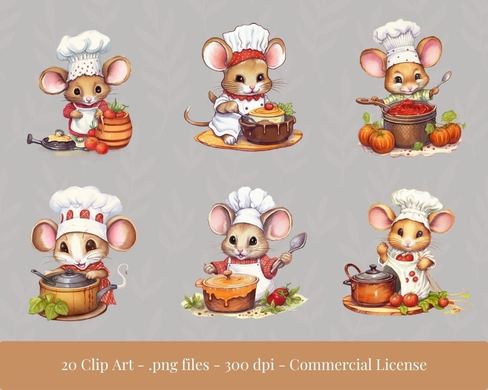20 Cute Little Mouse Cooking Clipart, Cute Little Mouse Chef Clipart ...